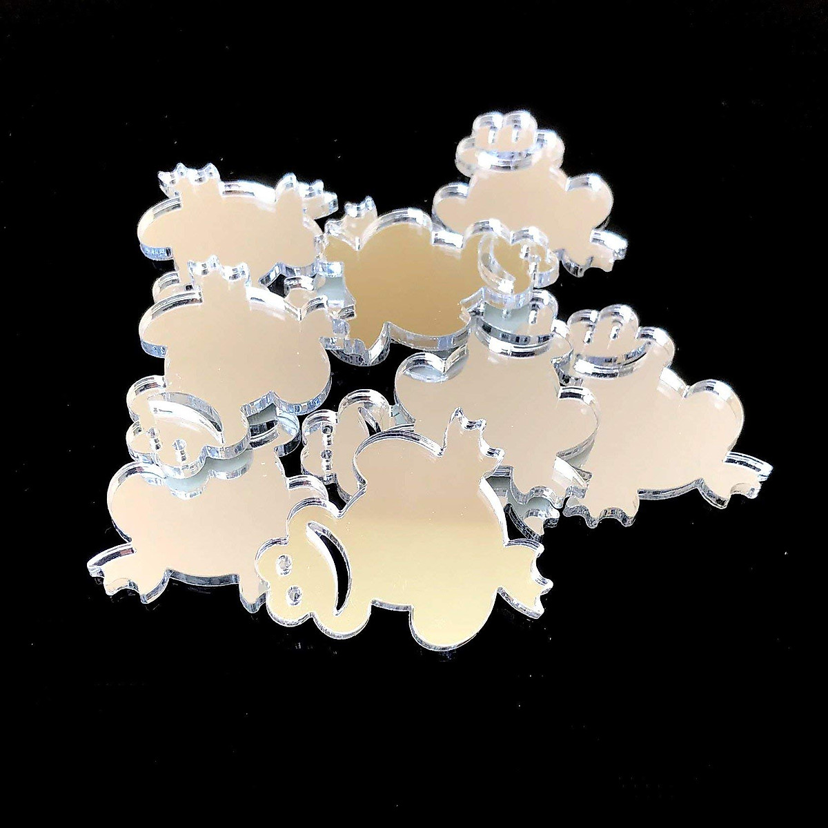 Super Cool Creations Frog Shaped Crafting Mirrors, Set of 10, Many Colours, Shatterproof Acrylic, Pink Mirror, Pack of 20 x 2cm