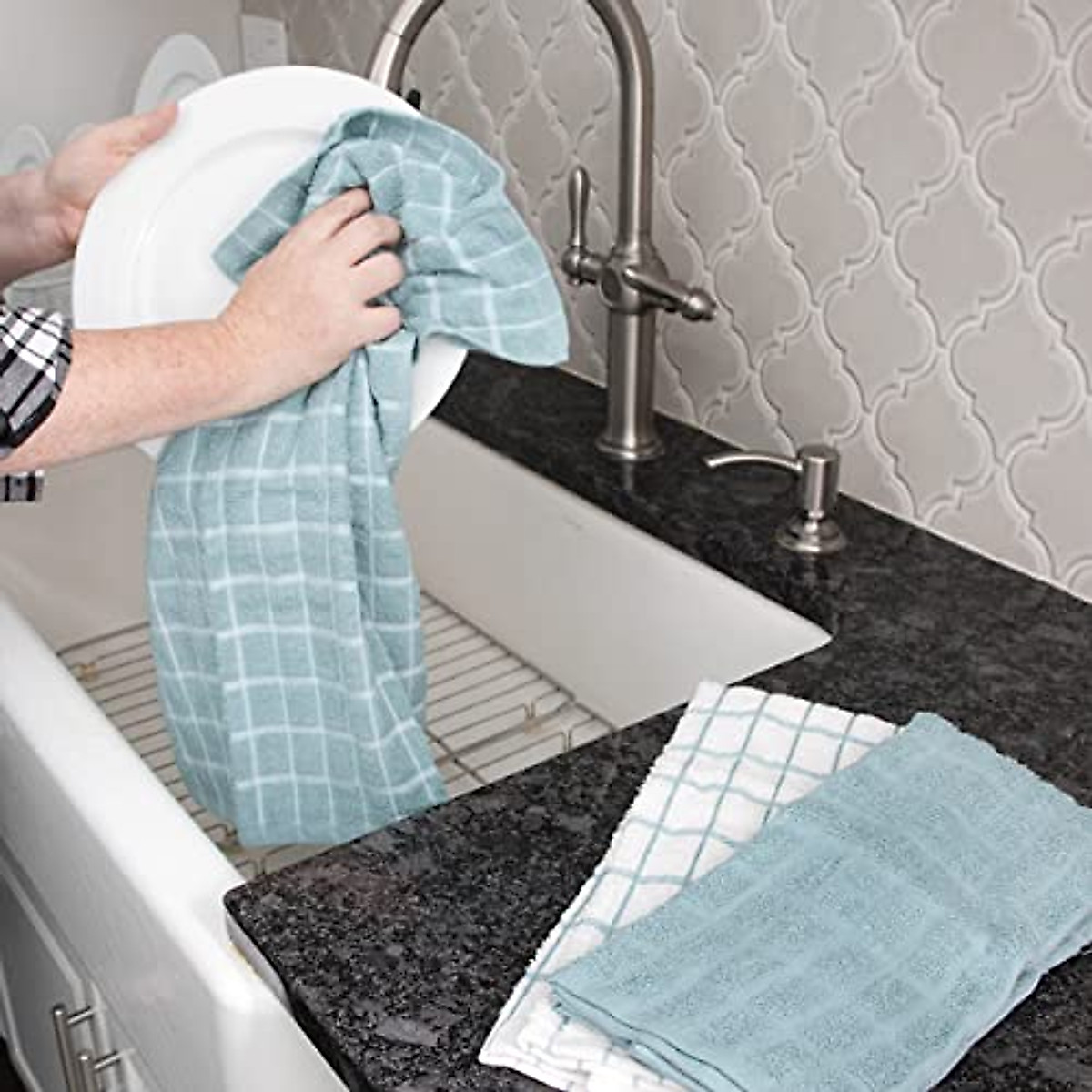RITZ 100% Cotton Terry Kitchen Dish Towel, 25" x 15", Dew