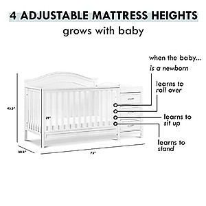 DaVinci Charlie 4-in-1 Convertible Crib and Changer Combo in White