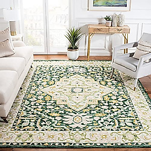 Safavieh Aspen Collection 8' x 10' Green/Ivory APN705Y Handmade Boho Medallion Wool Area Rug