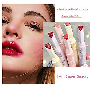 Heart Jelly Lipstick, Hydrating Lip Gloss Dew Tint Jelly Love Lipstick ,Long Lasting Moisturizing Tinted Lip Balm Plumping Lip Stain, Non-sticky, Vivid Color Glossy Lip Gloss Stick Lip Makeup (02#Ice Lychee)
