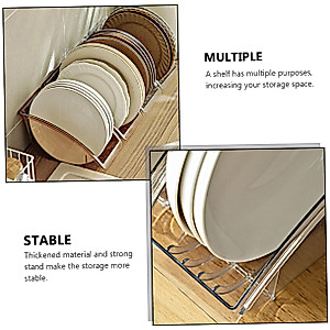 TIDTALEO 2Pcs Plate and Lid Holder cabinet dish organizer clear stand desktop organizer shelf Pot Lid Holders kitchen countertop organizer utensil drying holder Pot Cover Rack Pot Lid Rack