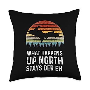 Yooper 906 Designs Upper Peninsula Michigan MI Retro What Happens Up North Throw Pillow, 18x18, Multicolor