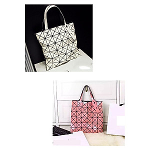 HJKHNK New Ladies Bag, Hand Bag, Rhombic Luminous Geometric PVC Handbag,for Women,Seven Colors,Blue