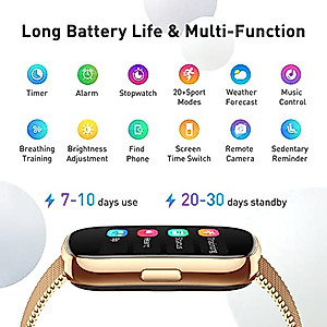 KALINCO Slim Fitness Tracker, Smart Watch with Heart Rate, Blood Oxygen, Blood Pressure and Sleep Monitor, Activity Tracker & Pedometer, Calories Step Counter for Women Men, 2 Bands Included