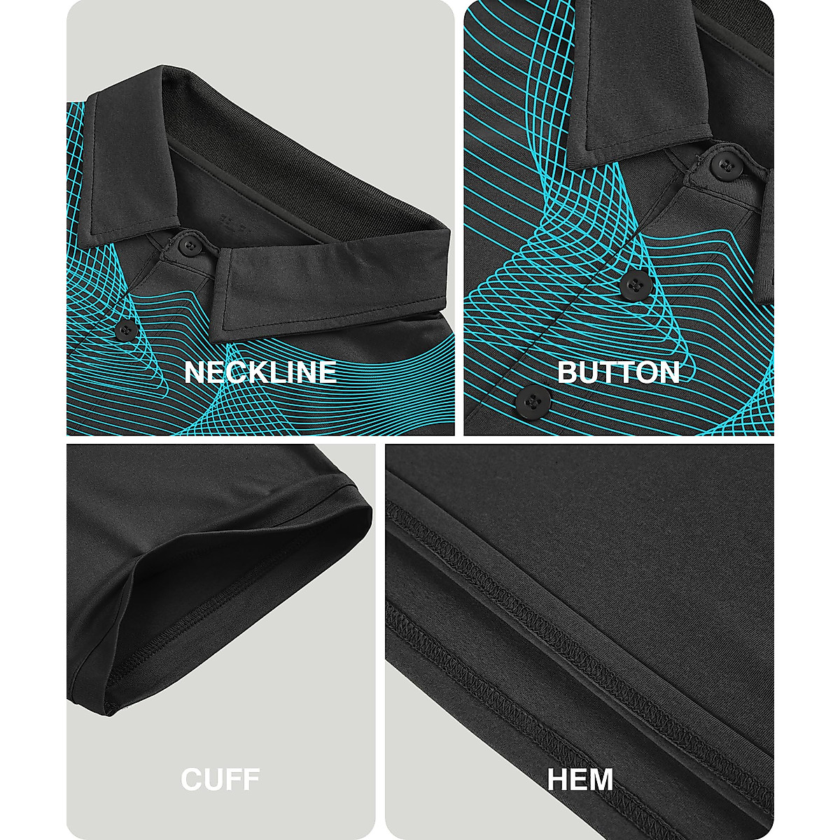 ZITY Golf Polo Shirts for Men Short Sleeve Athletic Tennis T-Shirt Black Blue XL