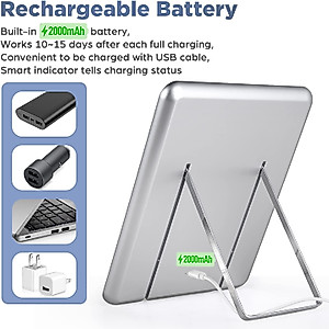 M MIVONDA Lighted Makeup Vanity Mirror with Dimmable 3 Color Lights, Rechargeable 2000mAh Batteries and Detachable 10X Mangifying Mirror, Large Lightweight Compact LED Travel Mirror (Silver)