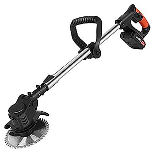 Cordless Weed Eater Stringless Trimmer, Lightweight Push Lawn Mower & Edger Tool with 3 Types Blades, 24V Li-Ion Battery Powered for Garden and Yard, Black