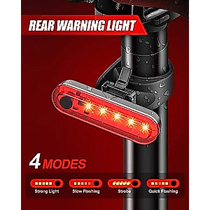Voph Bike Lights, 5+4 Modes Motion Sensor Rechargeable Bike Light for Night Riding, USB LED Bike Lights Front and Rear with Power Bank, Bicycle Light Set Front and Back for Kids, Biking, Cycling, Road