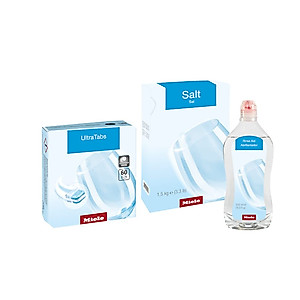 Miele Original All-in-One Cleaning Agent Set for Miele Dishwashers, 3 x Cleaning Materials