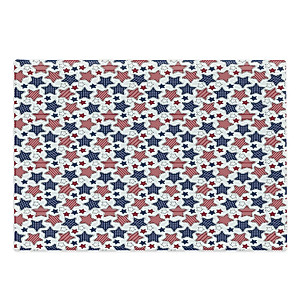 Lunarable 4th of July Cutting Board, Patriotic Stars Pattern with Old Glory Theme Independence Day Illustration, Decorative Tempered Glass Cutting and Serving Board, Large Size, White Multicolor
