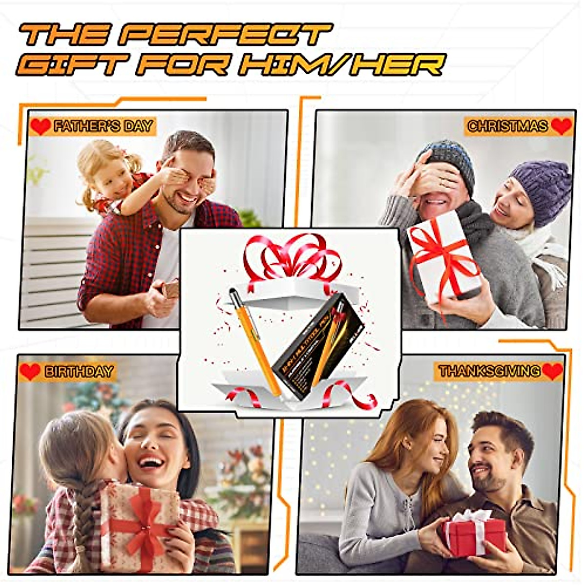 Multitool Camping Accessories Stocking Stuffers for Men Dad Gifts - 6 In 1 Multitool Pen Gadgets Tools Gifts For Men