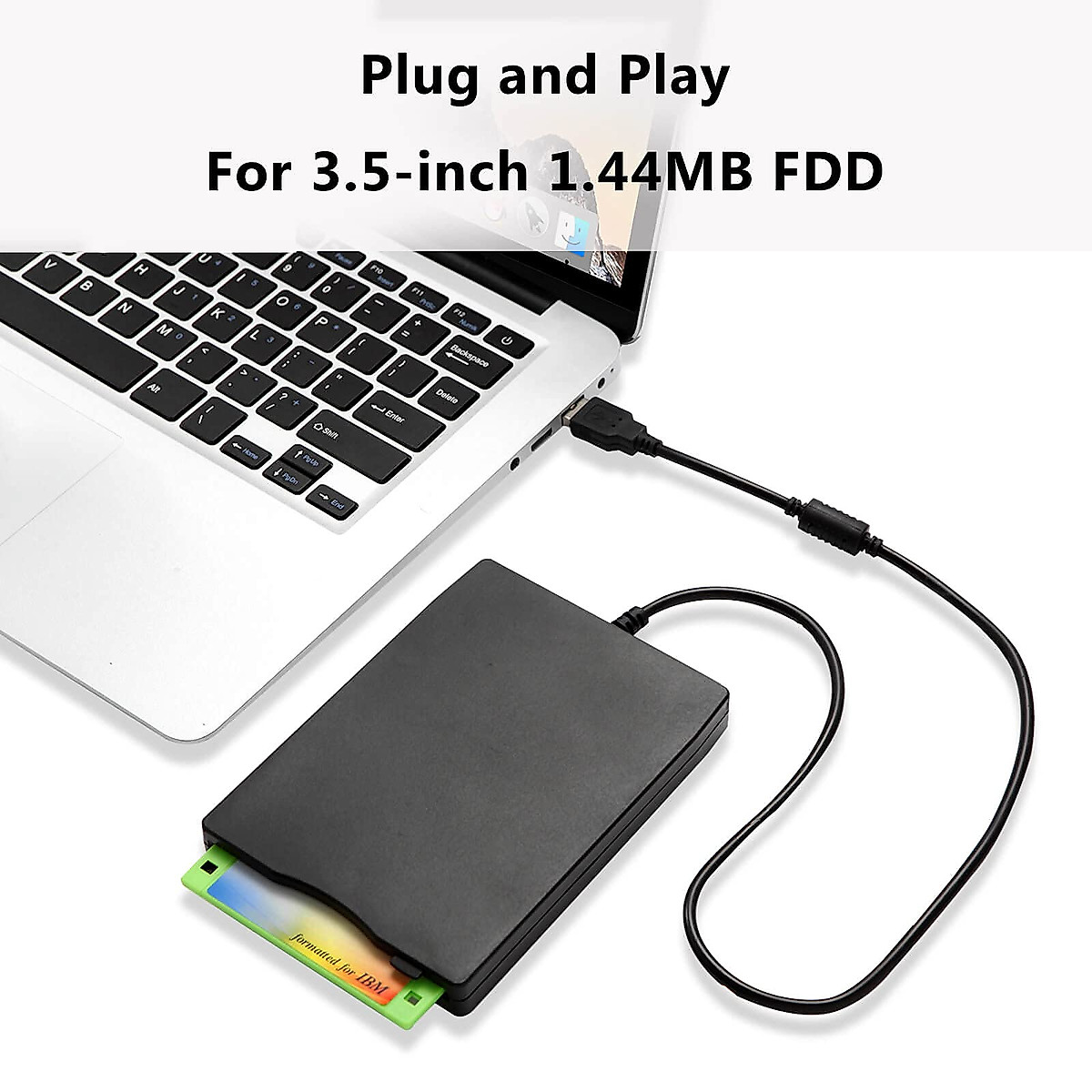 HANNORD USB External Floppy Disk Drive, 3.5-inch Portable 1.44MB FDD Diskette Drive, Plug and Play Floppy Disk Reader Adapter for Laptop Desktop Computer Windows 2000/XP/Vista/7/8
