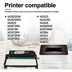 High Yield 1-Pack Black Compatible MLT-R116 R116 Imaging Unit Replacement for Samsung MLTR116 M2835 M2675FN M2676N M2676FH M2875FW M2875FD M2625 M2625D M2626 M2885FW M262x M267x M287x Printer