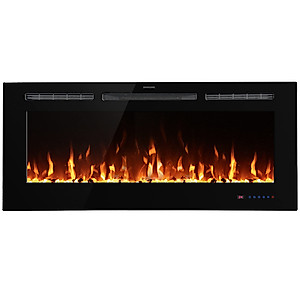 Dreamflame 60 inch Electric Fireplace, in Wall Fireplace Electric Heater,Remote & Touch Screen,Logs/Crystal Options, Thermostat,Overheating Protection, 0-9H Timer