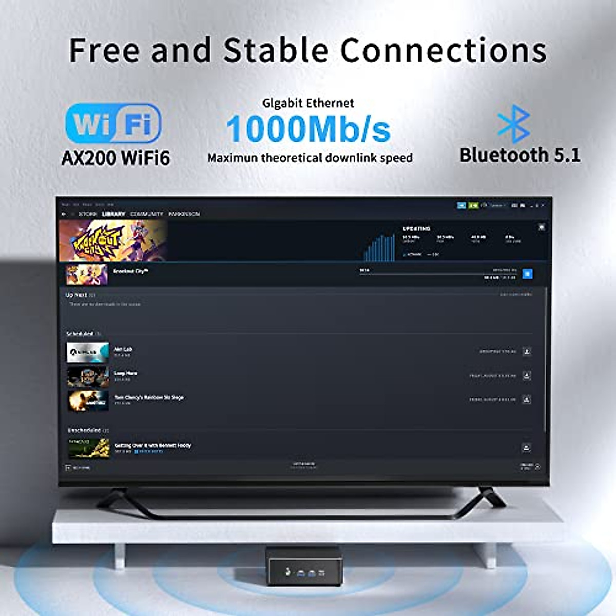 Thdeukoty Mini Desktop PC AMD Ryzen 9 5900HX Windows 11 Pro, Micro Computer HTPC 64G DDR4 RAM 1T NVME SSD, USB3.2, DP/HDMI/Type-C 4K@60Hz Triple Display, 2.5G+1G LAN, WiFi 6 Bluetooth 5.1