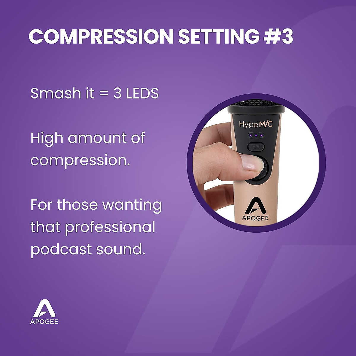 Apogee Hype Mic - USB Microphone with Analog Compression for Capturing Vocals and Instruments, Streaming, Podcasting, and Gaming