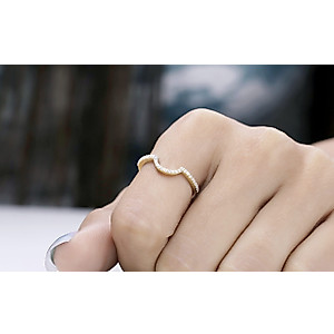 Dazzlingrock Collection Round White Diamond Anniversary Wedding Stackable Band Contour Guard Ring for Her (0.15 ctw, Color I-J, Clarity I1-I2) in 18K Yellow Gold Size 5.5