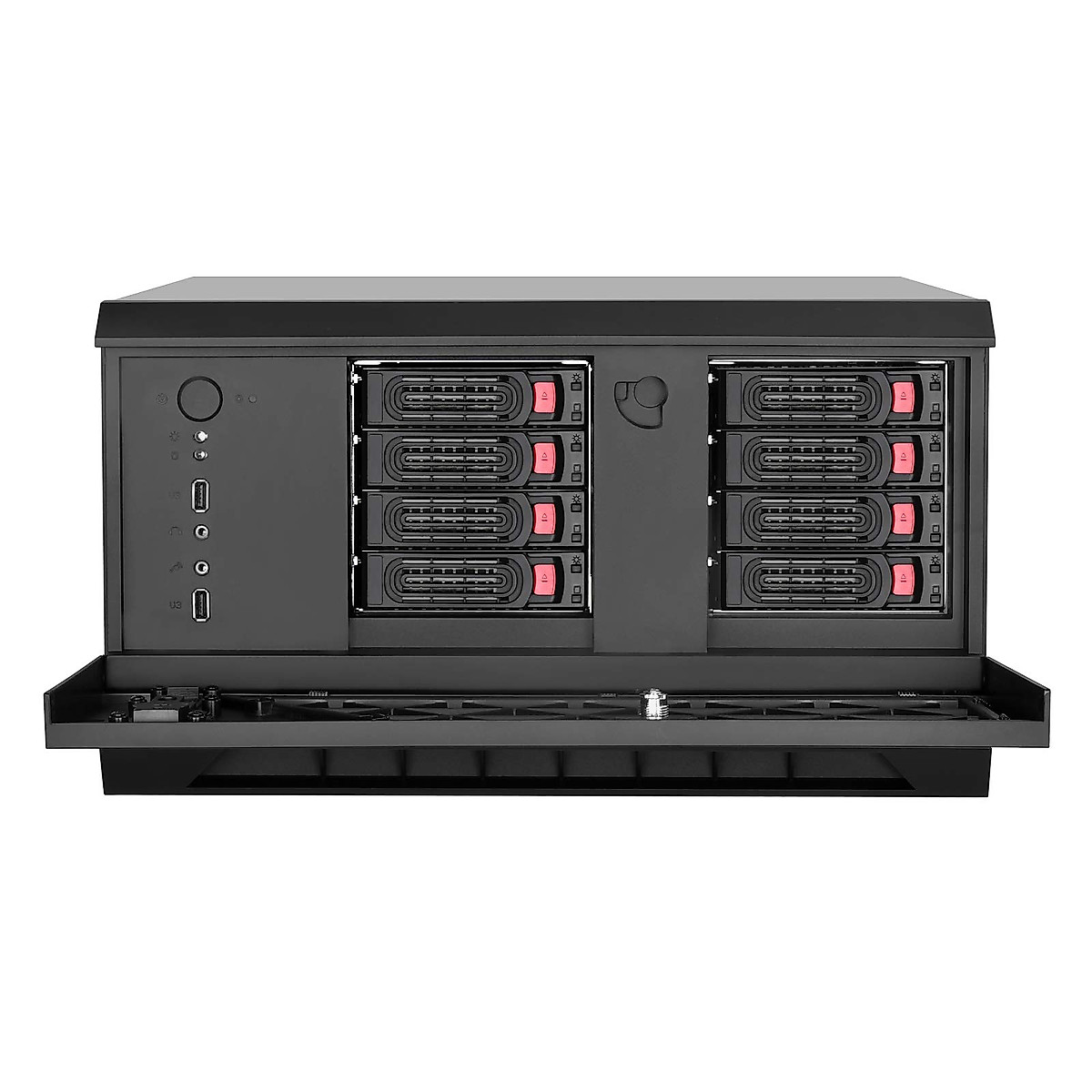 SilverStone Technology CS381B Micro-ATX/Mini-DTX/Mini-Itx 8 Bay Hot Swap 2.5"/3.5" SAS-12G/SAS-6G NAS Storage Case with 2X 120mm Dual Ball Bearing Fan, Black