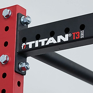 Titan Fitness T-3 Series Red Short Power Rack, 24in Depth, 1,100 LB Capacity Cage for Weightlifting and Strength Training