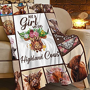 Highland Cow Throw Blanket Gifts for Women Adults Highland Cattle Farm Cow Animal Print Blanket Super Soft Cozy Fleece Warm Lightweight Plush Blanket Decor for Living Room Couch Bed Chair 40''X50''