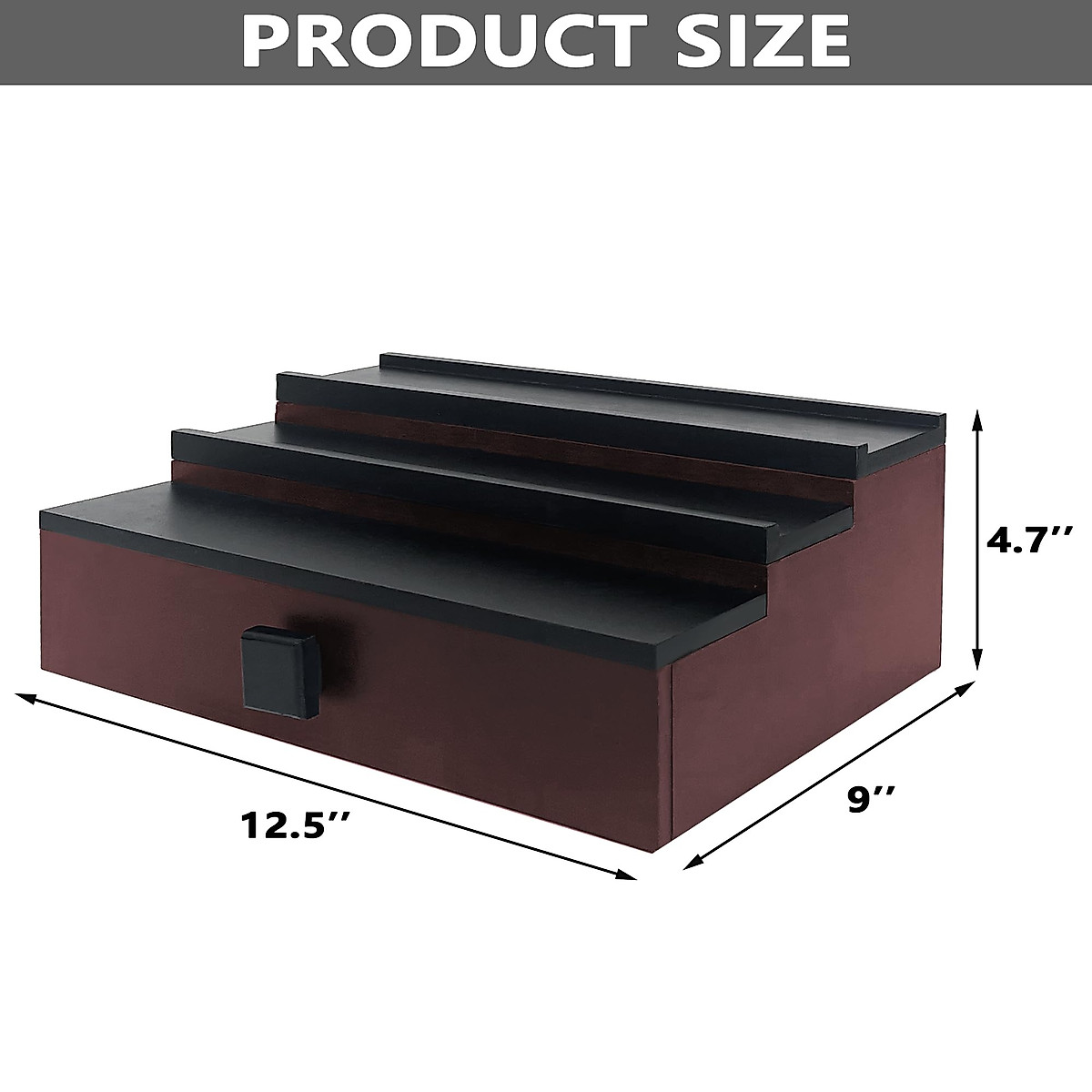 Montex Cologne Organizer For Men 3 Tier Wooden Perfume Organizer with Drawer and Secret Storage, Extra Space for Necklace, Bracelet and Ring, Great Gift for Men