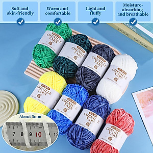 Chenille Yarn, 14OZ Soft Velvet Chenille Yarn for Crocheting and Knitting, Velvet Yarn with Stitch Marker, Big Eye Needles for Scarves, Hats, Blankets DIY Weaving Crocheting HandCrafts Yarn