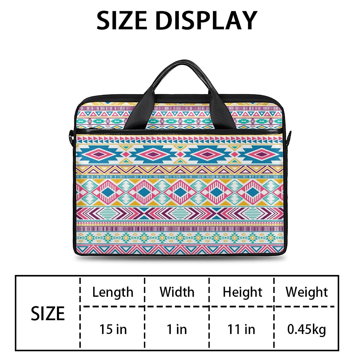 Aztec Graphic Laptop Computer Bag Waterproof Shoulder Messenger Bag 13-15 inch Durable Laptop Tote Bag with Shoulder Strap Handle Lightweight Crossbody Briefcase