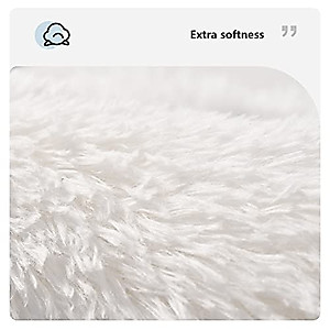 Round Shaggy Area Rug Indoor Soft Plush Rugs for Living Room Non Slip Fluffy Shag Circular Rugs Kids Play Floor Carpet for Girls Seniors Pet for Home Dorm Bedroom Office Desk White 32 Inches