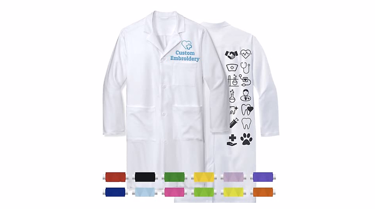 Personalized Lab Coat, Custom Embroidered Lab Coat with Icons Name Text ...