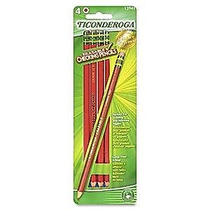 TICONDEROGA Erasable Checking Pencils, Pre-Sharpened with Eraser, Red, Pack of 4 (13941)