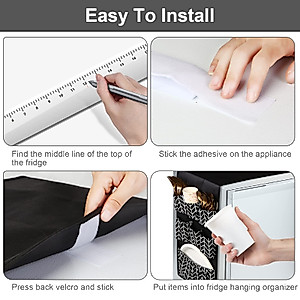 Mayniu Mini Fridge Organizer with 15 Pockets, Over The Fridge Storage Organizer Caddy for Pantry, Dorm, Office, Cutlery, Utensils, Bottles, Plates, Spice, 65" x 12.6" (Black)