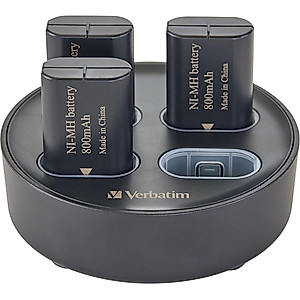 Verbatim Charging Stand with 4 x 800mAh Rechargable Battery Packs for use with Xbox Controllers Xbox Series X, Xbox Series S, Xbox One X, Xbox One S