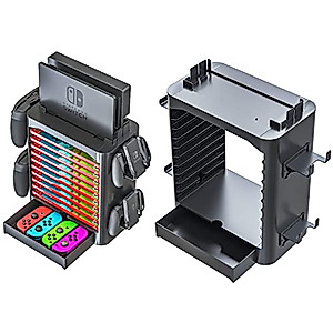 Skywin Game Storage Tower for Nintendo Switch - Nintendo Switch Game Holder Game Disk Rack and Controller Organizer Compatible with Nintendo Switch and Accessories