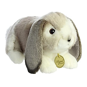 Aurora Miyoni 9" Grey Holland Lop Rabbit Stuffed Toy - Soft & Fluffy Polyester Animal Figure