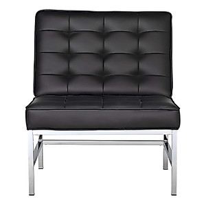 Studio Designs Home Ashlar Slipper, Accent Chair in Black Bonded Leather and Chrome Metal