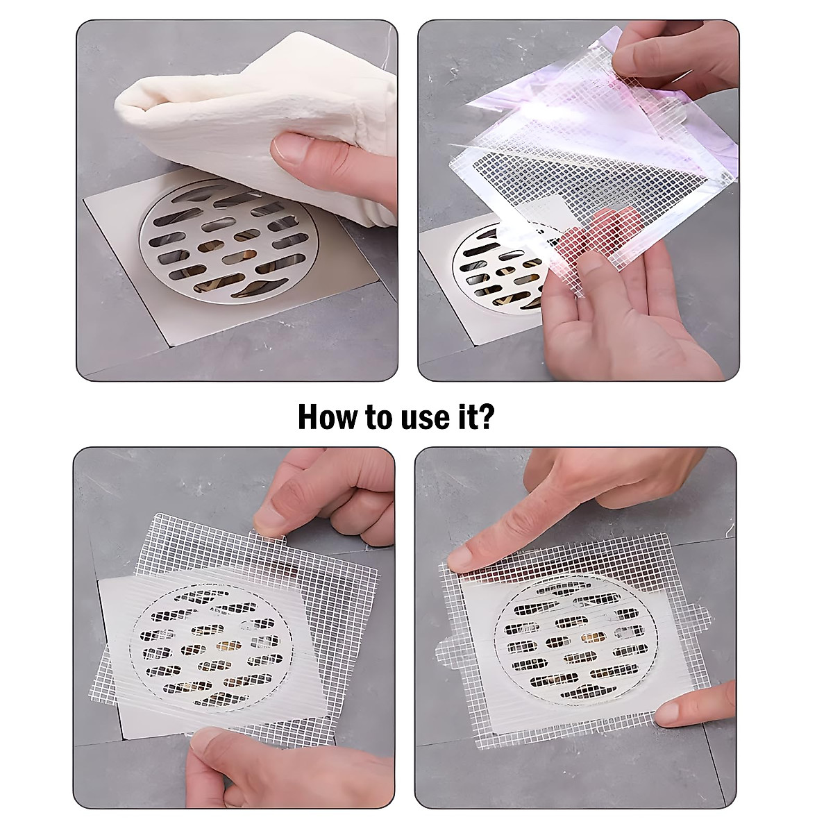 Disposable Shower Drain Hair Catcher 4.3'' Mesh Stickers, Bathroom, Laundry, Bathtub, Kitchen, Sink, for Human and Pet Hair Not Rot Anti-Blockage (20)