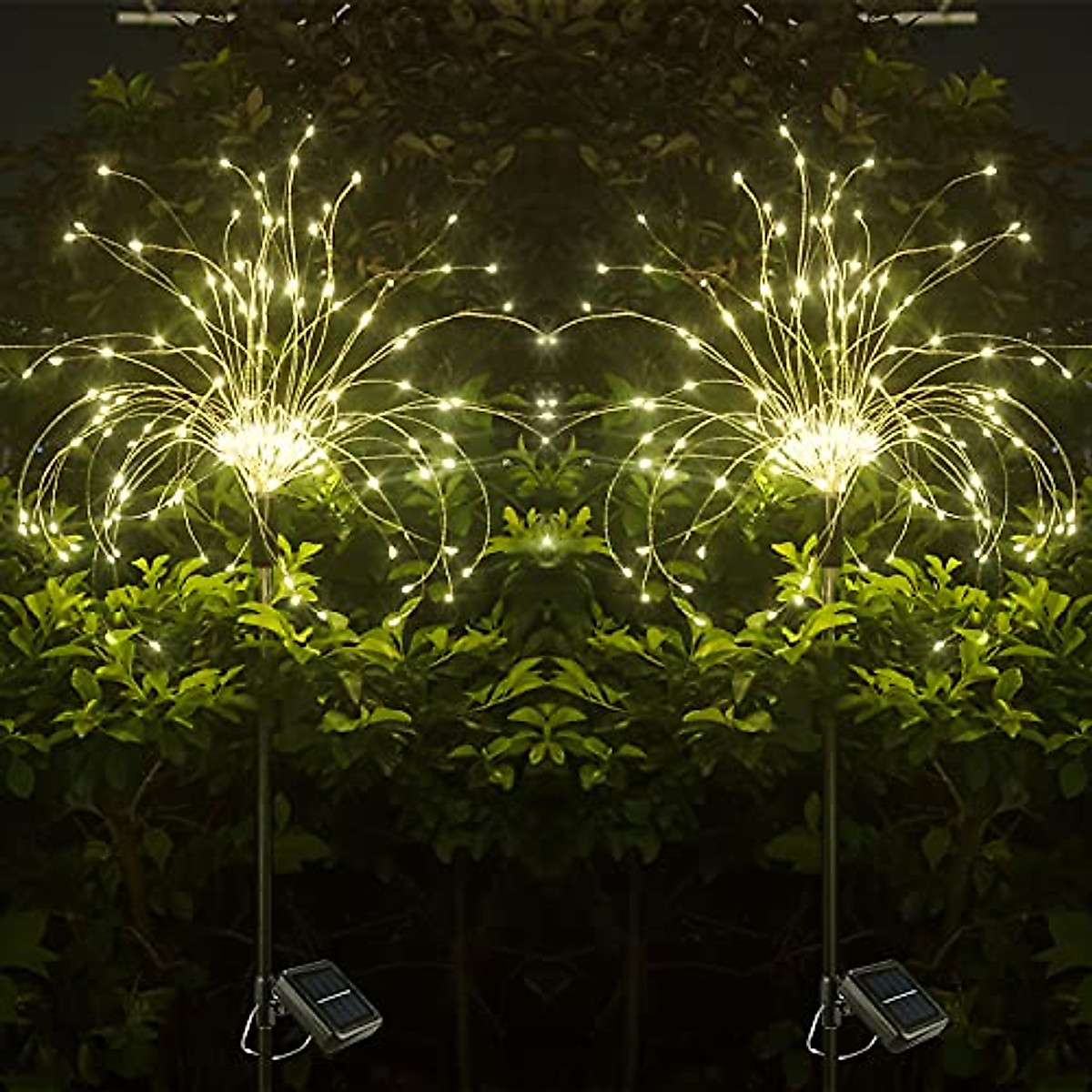 Solar Garden Lights, Solar Firework Lights 180 LEDs,Solar Powered String Light Warm White, DIY Chandelier for Garden, Patio, Yard, Flowerbed, Parties (2 Pack)