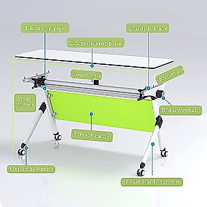 HM&DX Training Table Folding Desk,Conference Tables Meeting Tables,28'' Compact Desk for Small Spaces,Mobile Laptop Desk,Commercial Office Desk with Wheels,Compact Work Workstation for Home Office