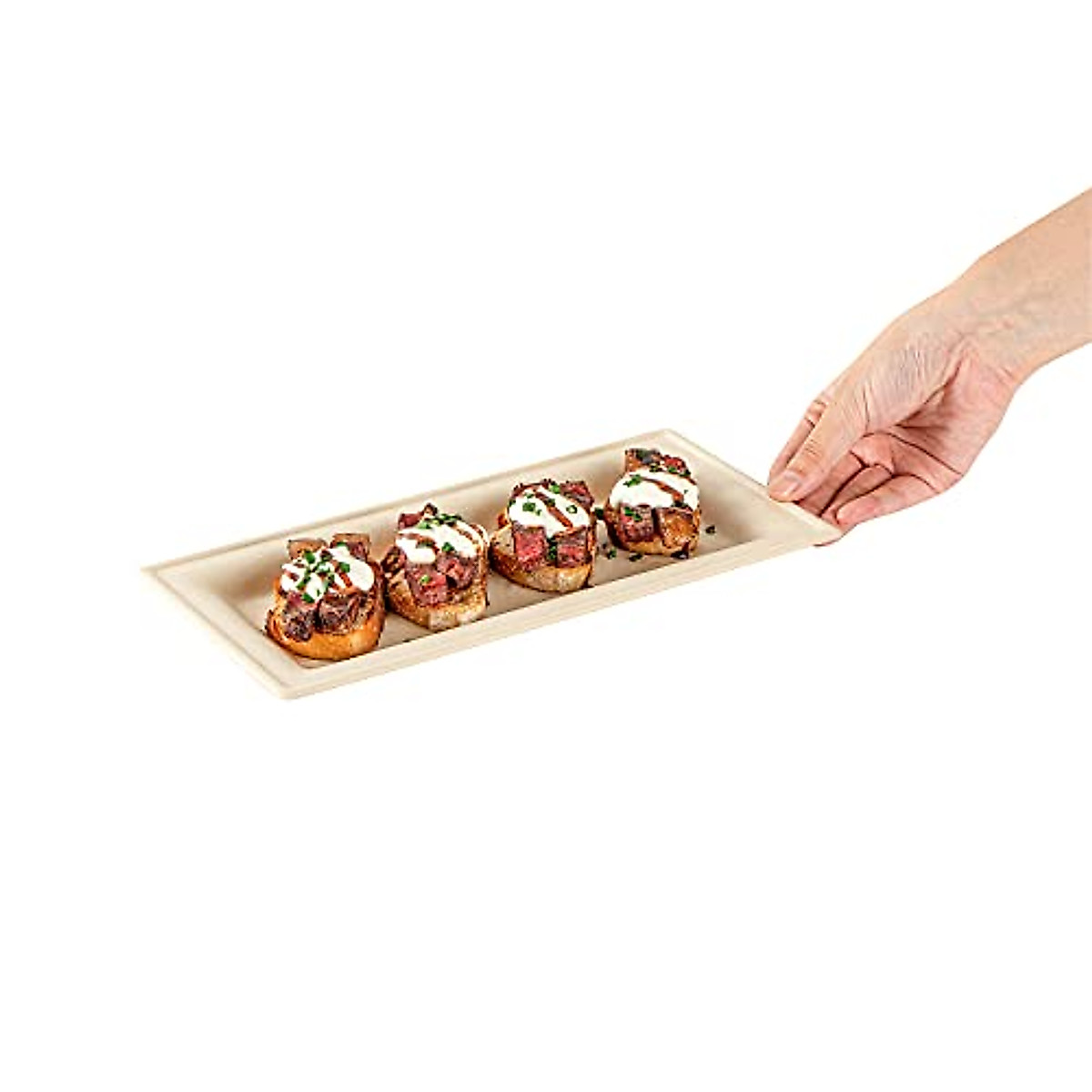 Restaurantware Pulp Safe No PFAS Added 10 x 5.1 Inch Rectangle Plates 100 Disposable Plates - Home Compostable Microwavable And Freezable Bagasse Plates For Hot And Cold Foods