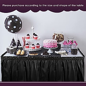 Breling 4 Pcs Black Plastic Table Skirt 29 Inches x 14 ft Disposable Table Skirt for Rectangle Table Tutu Table Skirt Plastic Tablecloth Wedding Shower Table Decor for Birthday Party Banquet