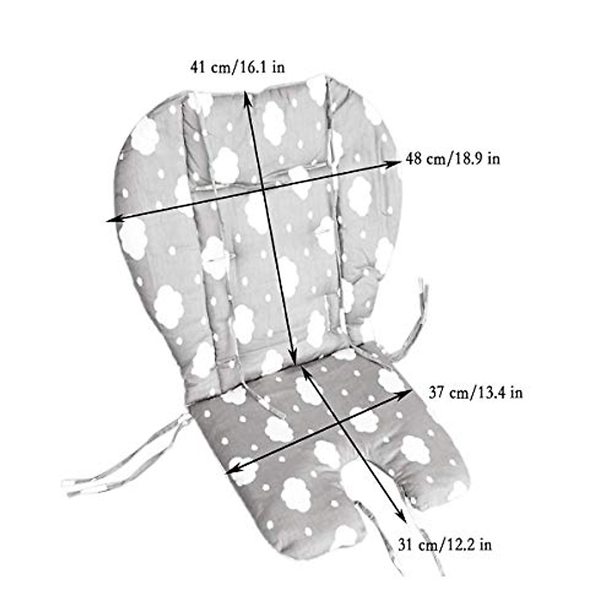 Twoworld High Chair Cushion, Large Thickening Baby High Chair Seat Cushion Liner Mat Pad Cover Breathable Suitable for All Kinds of Baby Dining Chairs (Fashion Gray Clouds)