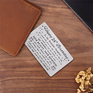 DEGASKEN Daughter 24th Birthday Card - Birthday Gifts for Sweet 24 Year Old Daughter - Personalized Engraved Wallet card