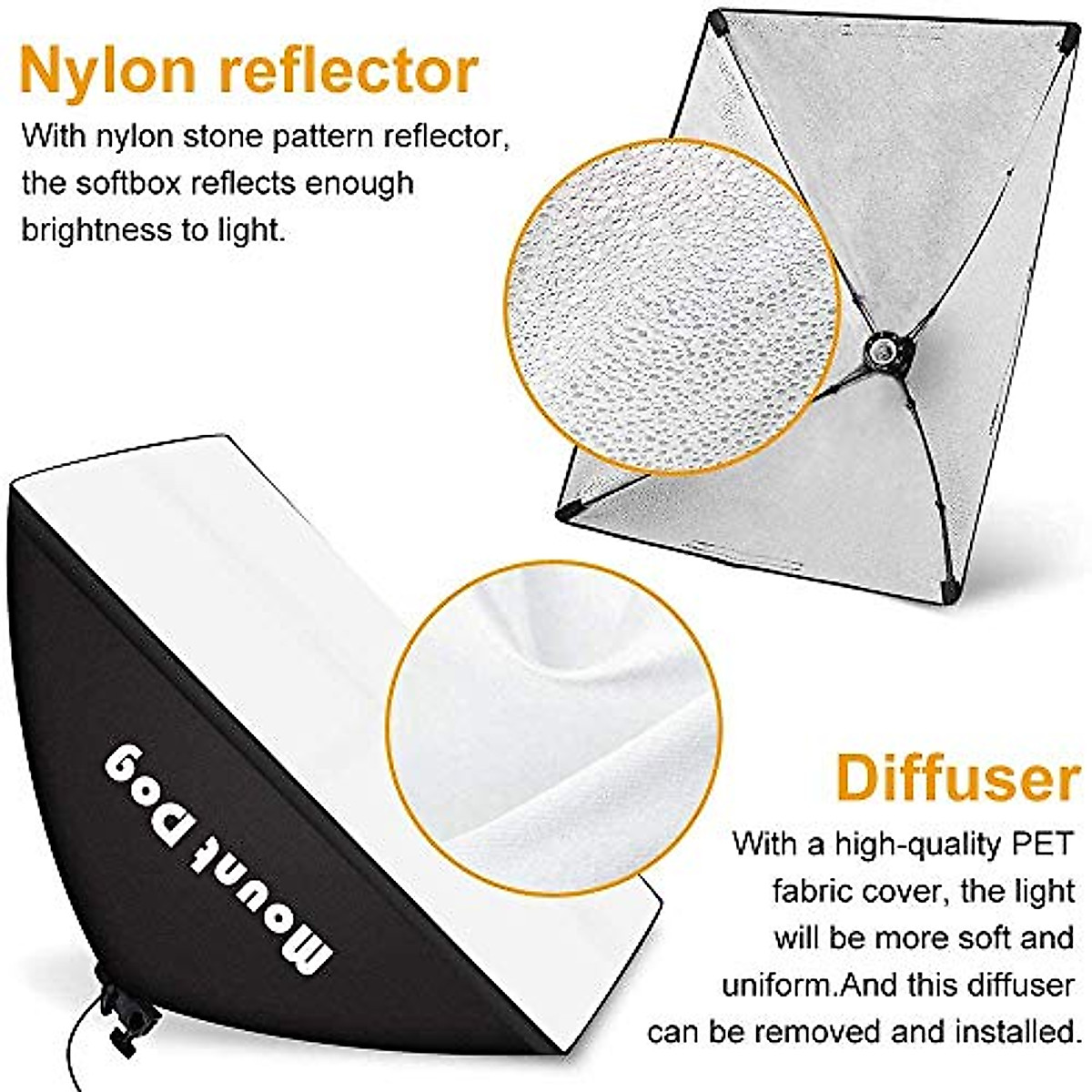 MOUNTDOG Softbox Lighting Kit 20"X28" Professional Photography Continuous Photo Studio Equipment with 2pcs 95W E27 Socket 5500K Video Lighting Bulb for Filming Portraits Shoot