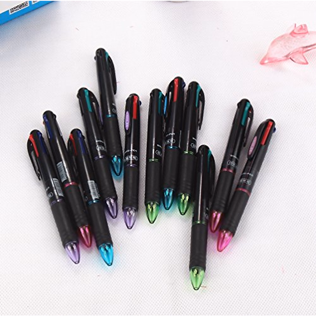 Ipienlee Multicolor Ballpoint Pens 0.7mm Ball Point Pen 4 Color Ink (Black, Blue, Red, Green) in One Retractable Ballpoint Pen for Office School Supplies Pack of 12