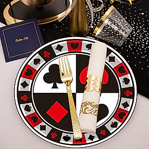 40 Pcs Casino Party Supplies Poker Paper Plates 7" Casino Party Plates for Casino Night Poker Game Theme Poker Card Playing Club Heart Poker Night Las Vegas Birthday Party Decorations (Poker)
