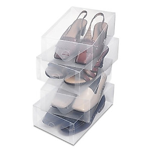 Whitmor Clear Vue Women's Shoe Box, Set of 4, White, 4 Count & Clear Vue Men's Shoe Box Set of 3