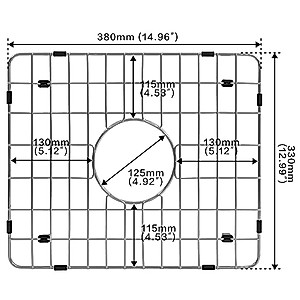 Zeesink Sink Protectors for Kitchen Sink,Sink Grid 14 15/16" X 13",Sink Bottom Grid,Stainless Steel Sink Protector,Sink Grate with Center Hole