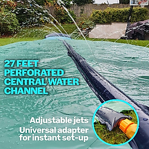 TEAM MAGNUS 31ft Slip and Slide Water Slide with Inflatable Crash Pad, Adjustable Sprinkler for Kids – Slip and Slide for Adults & Kids, Perfect for Backyard Fun