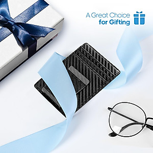 Travelambo Money Clip for Men Carbon Fiber Clip Wallet Leather Slim Minimalist Card Holder RFID Blocking (Weaved Black)